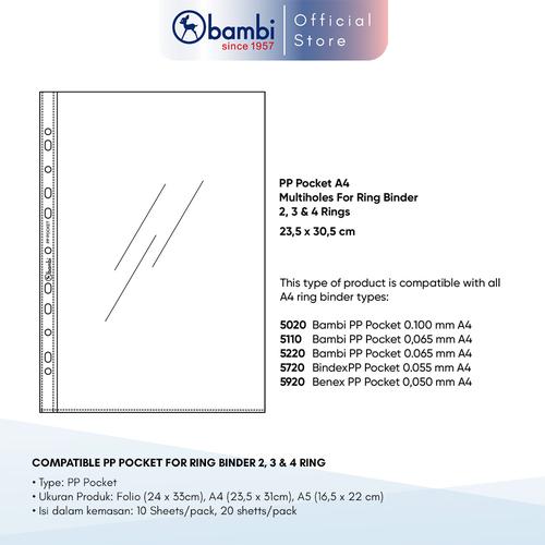 Jual Bambi PP Pocket untuk Ring Binder 2, 3 dan 4 Ring Ukuran A4 Isi 1 ...