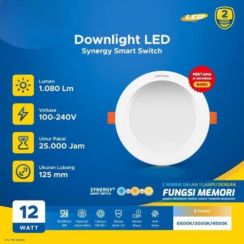Jual Lampu Downlight LED 12 Watt 3 warna sinar Lampbond Fungsi Memori ...