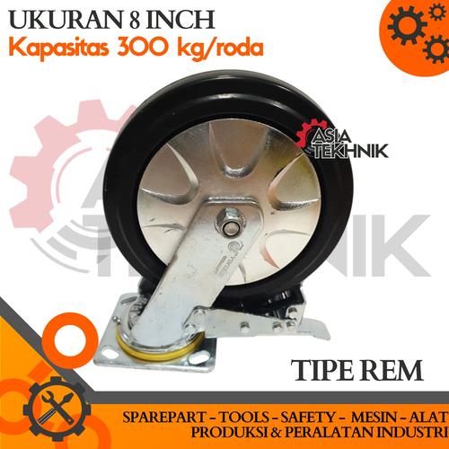 Jual Roda Karet Vintech Ukuran 8 Inch Tipe Rem Kapasitas 300Kg ...