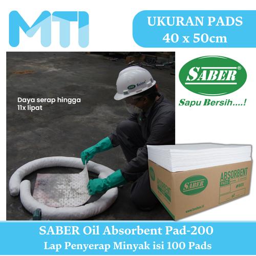 Jual SABER Oil Absorbent Pad-200 Lap Penyerap Minyak 1 Kardus isi 100 ...