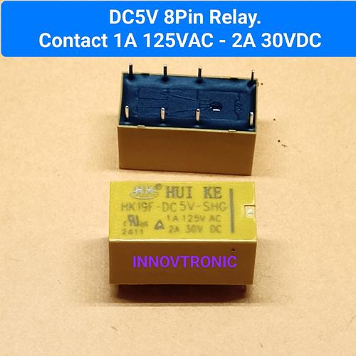 Jual Relay 20x10x10mm 8Pin DC3V DC5V DC9V DC12V DC24V DC48V 1A 125VAC ...