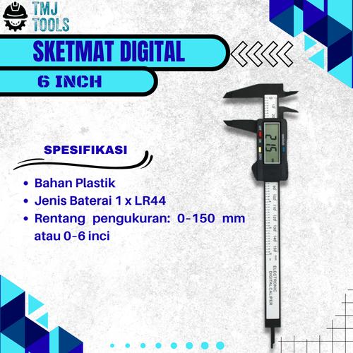 Jual Penggaris Digital Sketmat 6 Inch Alat Ukur Meteran Digital ...