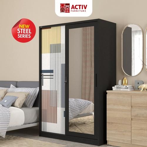 Jual Lemari Baju 2 pintu Sliding Plat besi 120 Lemari Pakaian 2 pintu ...