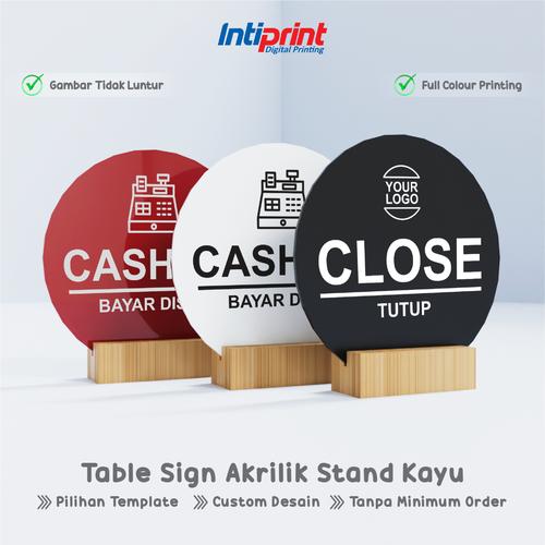 Jual Table Sign Akrilik Stand Kayu Custom Desain, Logo, Teks PRINT UV ...