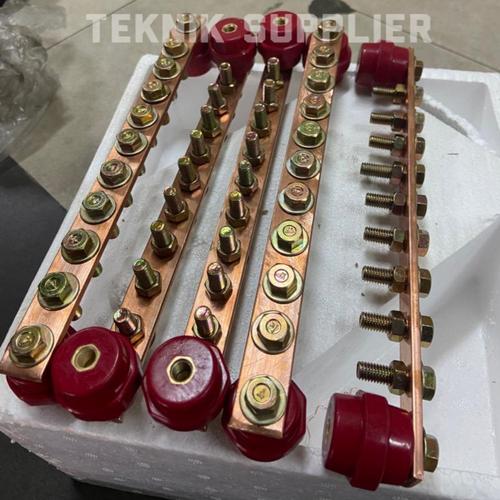 Jual busbar tembaga 5mm x 25mm x 450mm 20baut M8 + dudukan isolator ...