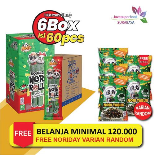 Jual Snack Double Nori Roll Grilled Seaweed Roll 1 KARTON isi 6 BOX (60 Pcs) / Snack Rumput Laut ...