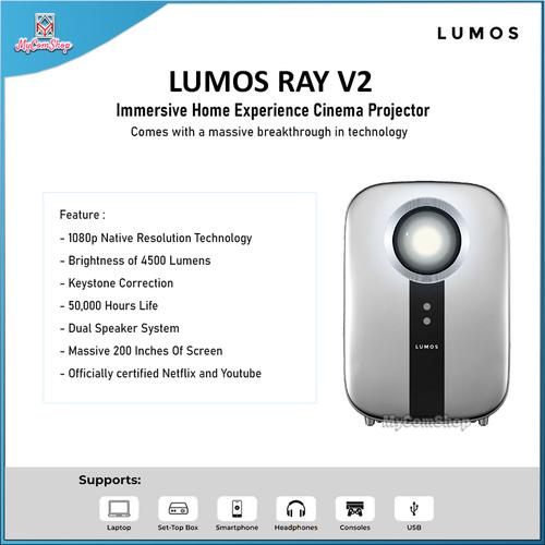 Jual LUMOS RAY V2 SMART PROJECTOR 5000 LUMENS 1080P CINEMA DUAL SPEAKER ...