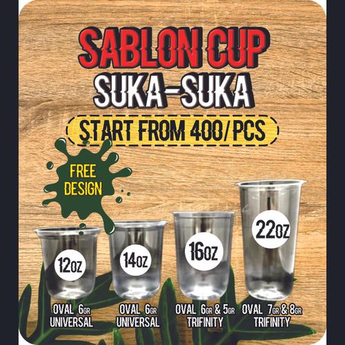 Jual sablon cup plastik dengan free design - 22oz datar - Kota Sukabumi ...