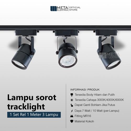Jual Paket Lampu Sorot 1 set isi 3 + Rel 1M LED Track Light Rel ...