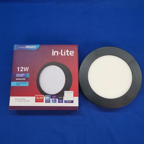 Jual INSS628R Lampu Downlight Panel LED 12W Watt OB Outbow Body Hitam ...