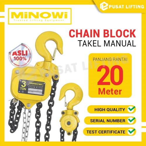 Jual Chain Block Takel Minowi 3 Ton 20 Meter Manual - Jakarta Barat ...