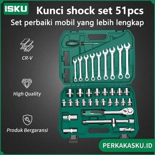 Promo ISKU Tool Kit Set Kunci Sok Set 51 Pcs Ring Pas Set Mata Shock ...