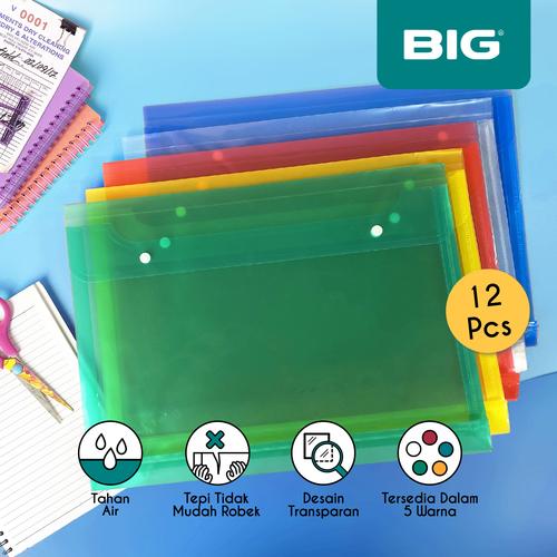 Jual Map Kancing 2 BIG Plastik Transparan F4 Folio 12 Pcs MF-8114 - Biru - Kota Surabaya - BIG ...