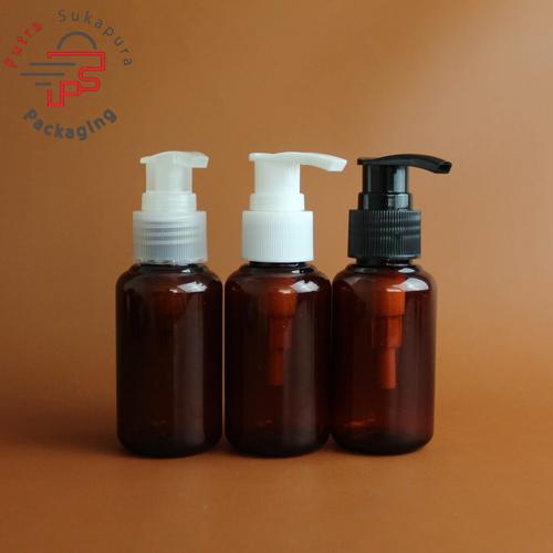 Jual Botol pump 60ml tubular coklat / botol lotation pump pompa 60ml ...