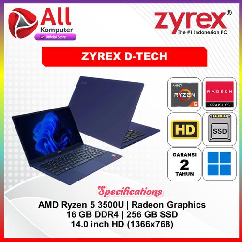 Promo Zyrex D-Tech Ryzen 5 3500U 16GB 256GB SSD Laptop 14” FHD Windows ...