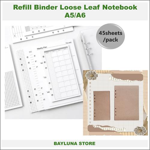 Jual Refill Binder A5/A6 45sheets Loose Leaf Notebook Refill Spiral ...