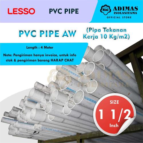 Jual Pipa PVC Batang Merek Lesso 1 1/2 Inch 40 mm Tebal 2,3 mm Panjang ...