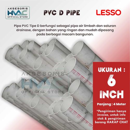 Jual Lesso Pipa PVC Batang 6 Inch 150 mm Tebal 3 mm Panjang 4 Meter ...