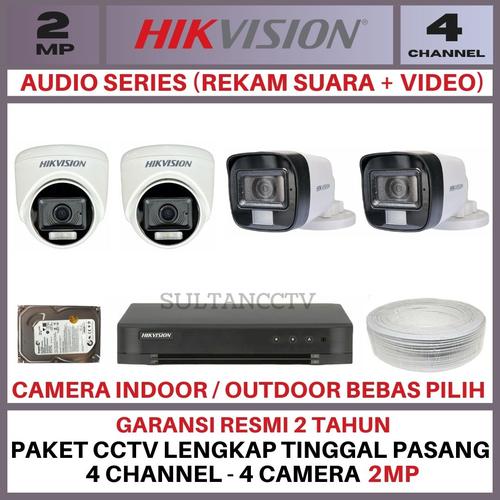 Promo PAKET CCTV FULL HIKVISION 2MP 4 CHANNEL 4 CAMERA TURBO HD 1080P ...