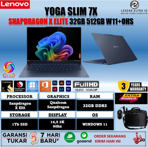 Promo Laptop LENOVO YOGA SLIM 7X 14 TOUCH OLED SNAPDRAGON X ELITE 32GB ...