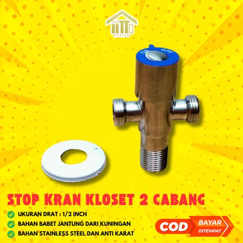 Jual STOP KRAN KLOSET 2 CABANG SINGLE STAINLESS JET SHOWER KAMAR MANDI / STOP KRAN SINGLE JET ...