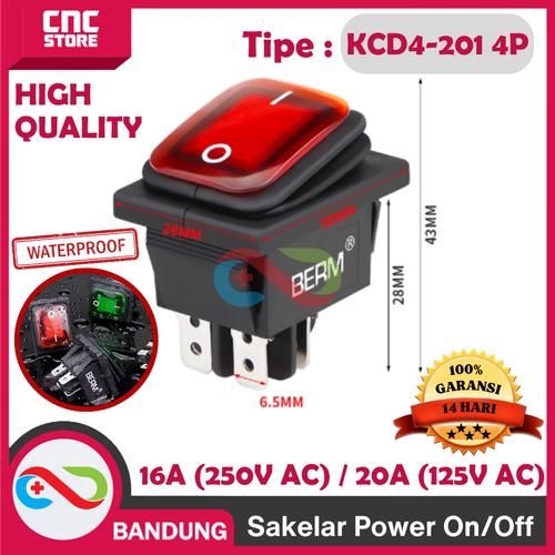 Jual SAKLAR POWER ON-OFF ANTI AIR TAHAN AIR - KCD4-201 4P Saklar Power ON OFF 220V 16A ...