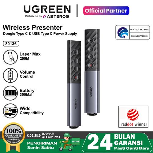 Promo [ TERLARIS ] UGREEN Remote Pointer Proyektor Laser Merah Wireless ...