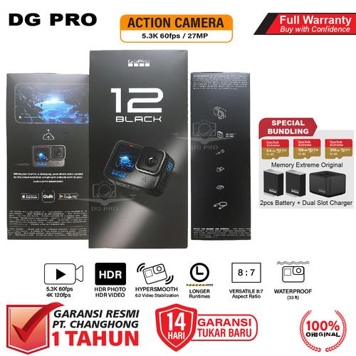 Jual GoPro Hero 12 Black Action Camera Go Pro Hero12 + Dual Battery ...