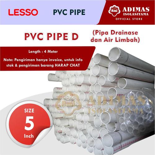 Jual Pipa PVC Batang Merek Lesso 5 Inch 125 mm Tebal 2,6 mm Panjang 4 ...