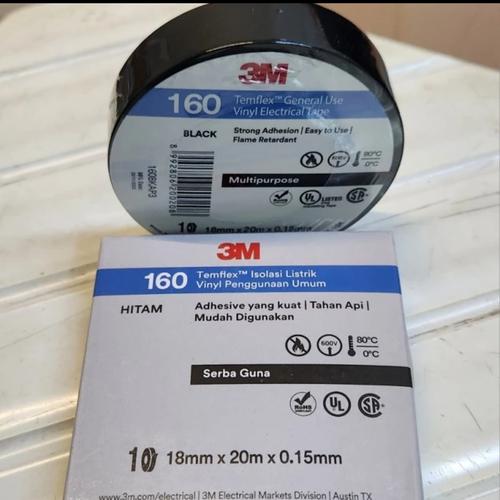 Jual 3M Isolasi Listrik Temflex 160 Hitam GU1500 (18mm x 0.15mm x 20mtr ...