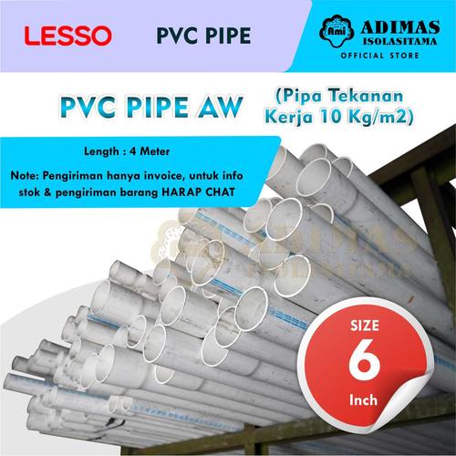 Jual Pipa PVC Batang Merek Lesso 6 Inch 150 mm Tebal 6,4 mm Panjang 4 ...