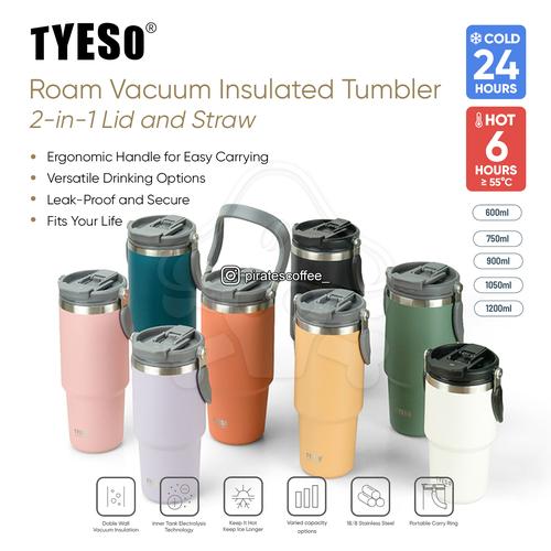 Jual Tyeso Roam Tumbler Portable 2in1 Lid and Straw Vacuum Insulated Stainless 600ml 750ml 900ml ...