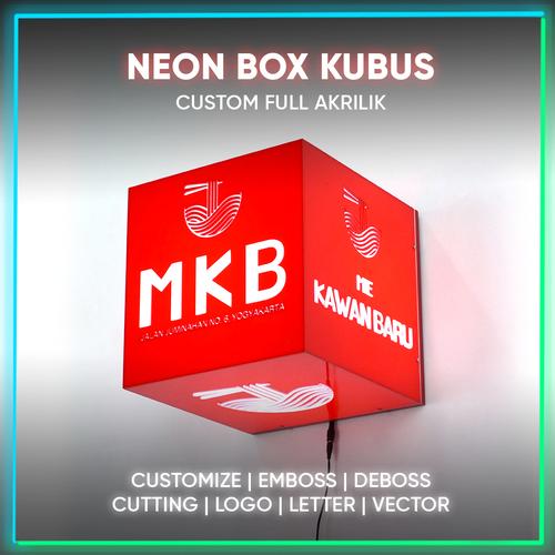 Jual Neon Box Dinding Bentuk Kubus Ukuran 50x50x50cm Full Akrilik Huruf ...