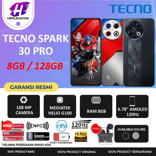 Promo Tecno Spark 30 Pro 8/128GB MediaTek Helio G100 6.78" AMOLED 120Hz 5000mAh Camera 108MP ...