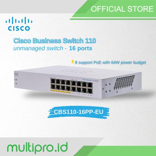 Promo Switch Hub Cisco 16 port GE PoE Unmanaged CBS 110 CBS110-16PP-EU ...