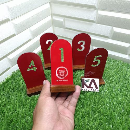 Promo [ Free Grafir ] Custom Nomor Meja ACP Aluminium Warna Merah ...