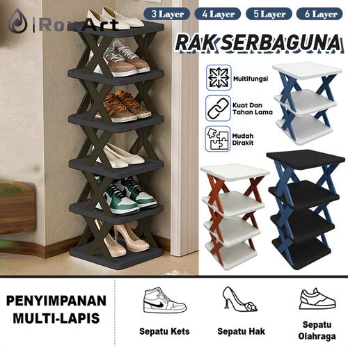 Promo RoxArt Rak Sepatu 6 Susun DIY Rak Sepatu Plastik Tempat Sepatu ...
