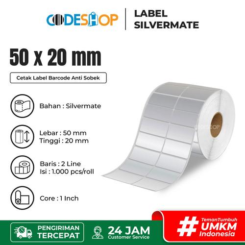 Jual Label Silver Matte 50 x 20 mm Kertas Stiker Silvermatte 50x20 ...