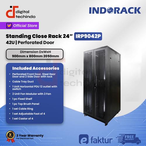 Promo IRP9042P Close Rack 42U INDORACK Depth 900mm Perforated Rak ...