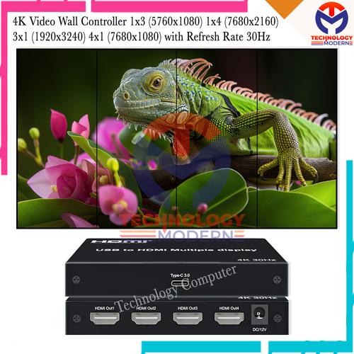 Jual 4K HDMI Video Wall Controller 1x4 (4320x1080@30Hz) Vertical Mode Sistem with Resolusi ...