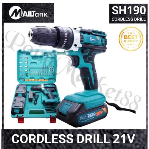 Jual Mailtank SH190 / Mesin Bor Baterai 21V Cordless Drill 10mm Dapat 2 ...