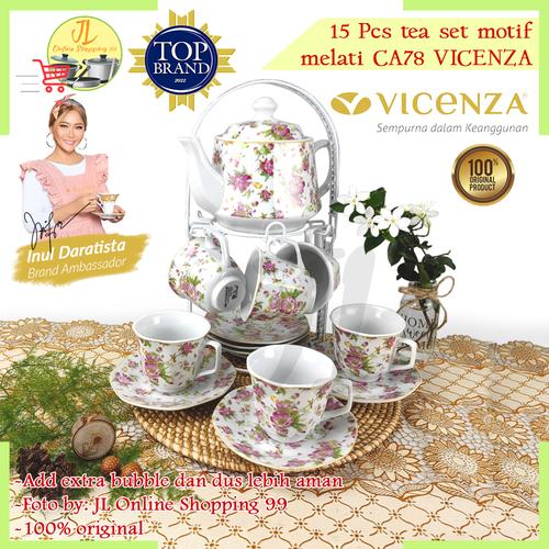 Jual VICENZA Tea set porcelain motif CA-78 Melati / cangkit set + teko ...