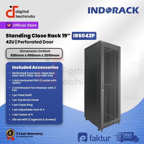 Promo IR6042P Close Rack 42U INDORACK Depth 600mm Perforated Door Rak ...