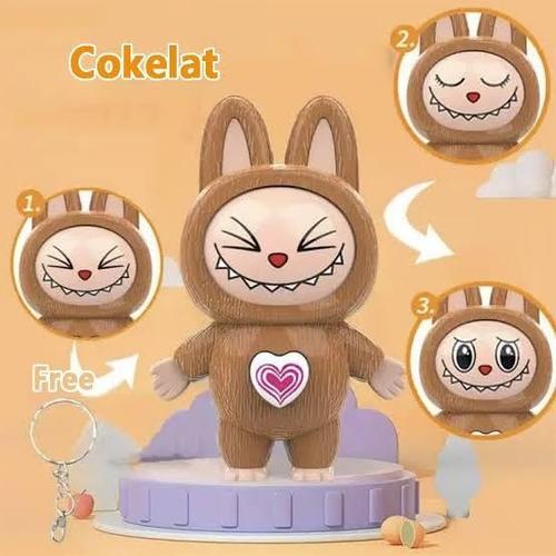 Promo labubu rotasi face swap Boneka labubu mainan gantungan kunci ...