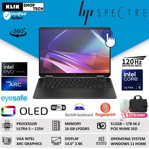 Jual HP Spectre X360 14 Intel Evo Ultra 5 125H 16GB 512GB 2.8k OLED ...