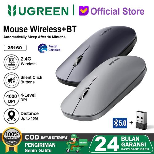 Promo Mouse Wireless Bluetooth UGREEN 2.4GHz Silent Klik 5Level 1000 ...