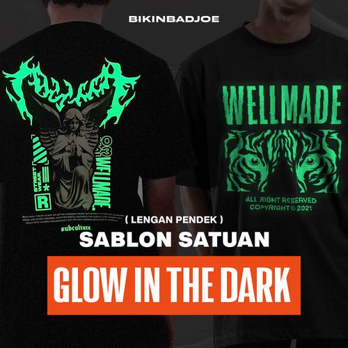 Jual KAOS CUSTOM SATUAN SABLON BAHAN GLOW IN THE DARK (LENGAN PENDEK ...