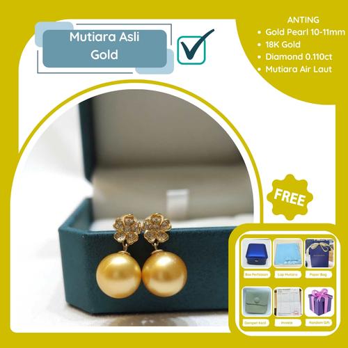 Jual Anting Mutiara Air Laut Gold Pearl 10-11mm Rangka 18k Diamond 0.110ct - Jakarta Utara ...