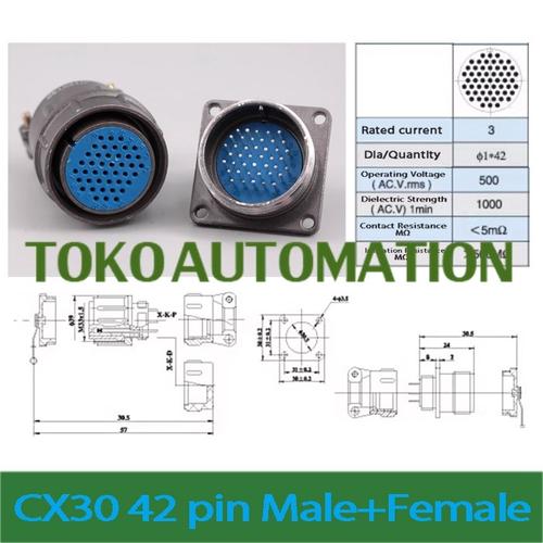 Jual CX30 X30 30mm 42 Pin circular Konektor Aviation connector plug ...