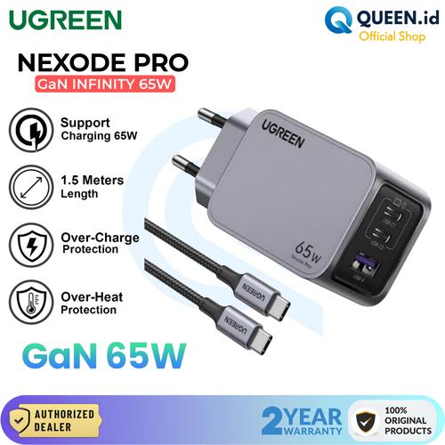 Promo UGREEN GaN Nexode Pro 65W Charger Adaptor Set USB TYPE C PD QC 4. ...